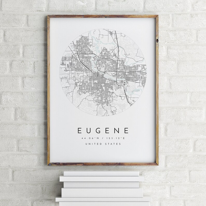 Eugene Map, Eugene, Oregon, City Map, Home Town Map, Eugene Print, Wall ...