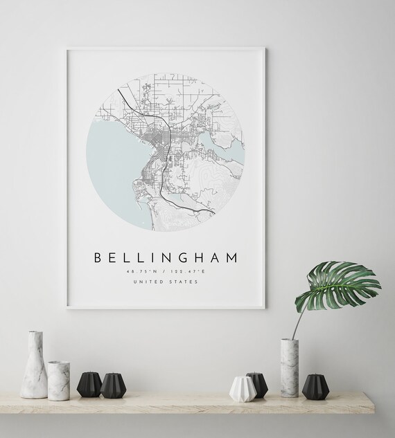 Bellingham Map Bellingham Washington City Map Home Town | Etsy