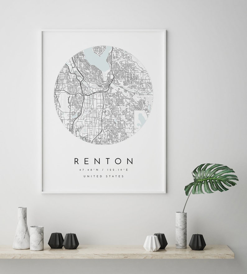 Renton Map Renton Washington City Map Home Town Map - Etsy