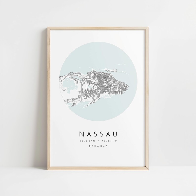 Nassau Map Print: Contemporary Bahamas Art (matte Paper) - Etsy