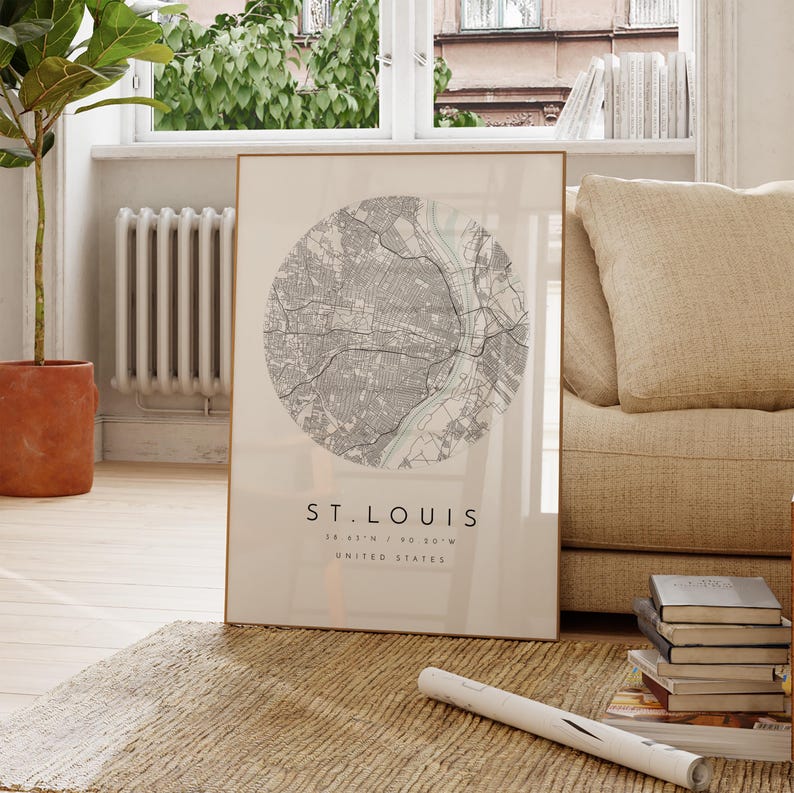St Louis Map Poster: Urban City Design - Matte Fine Art Print - Etsy