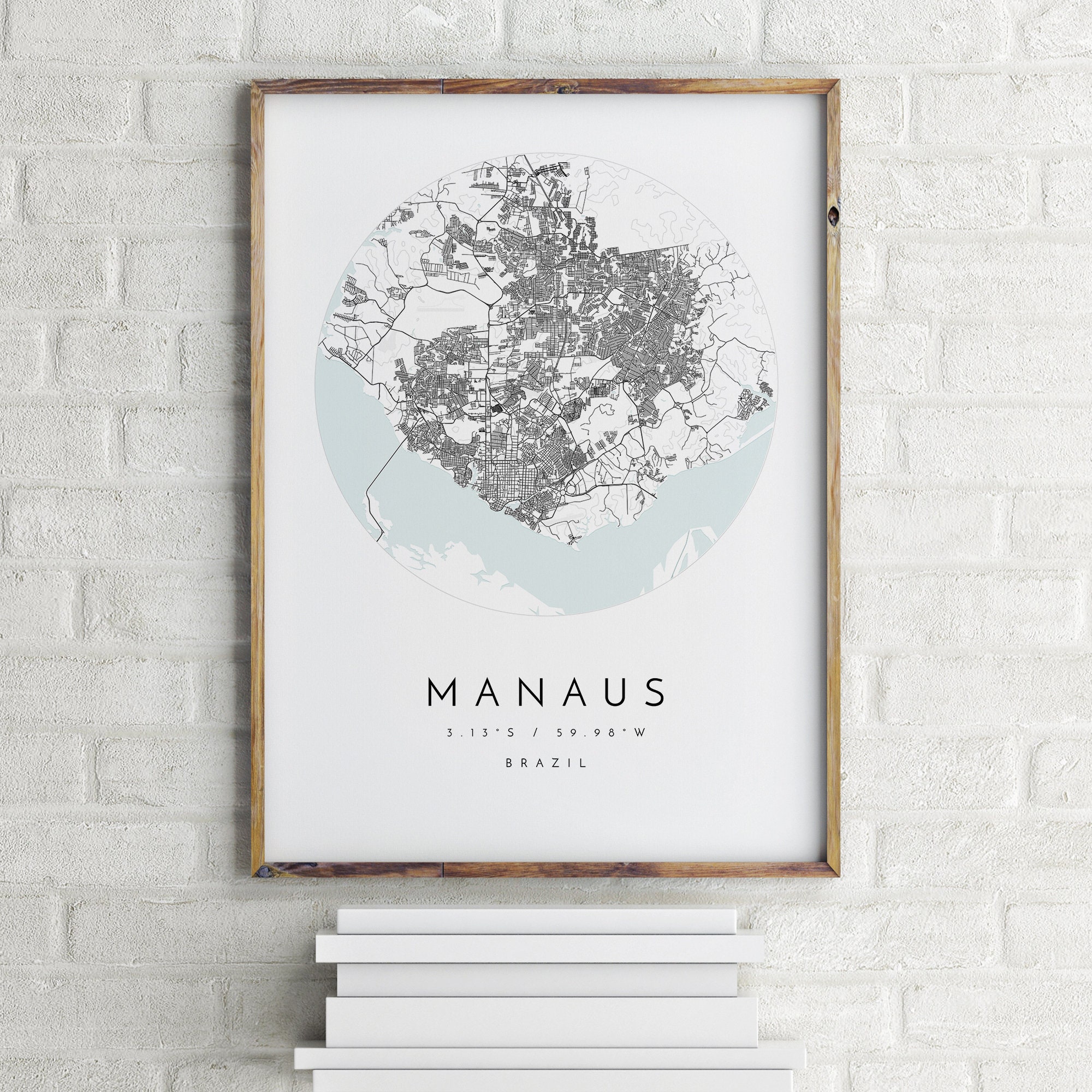 Manaus Map Manaus Brazil City Map Home Town Map Manaus | Etsy