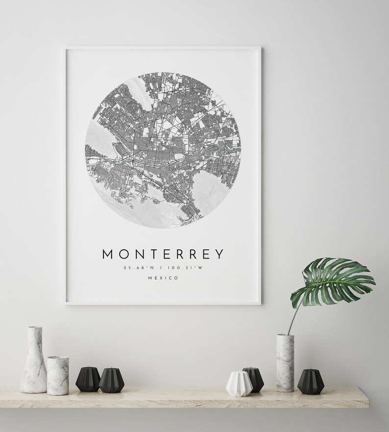 Monterrey Map Monterrey Mexico City Map Home Town Map - Etsy UK