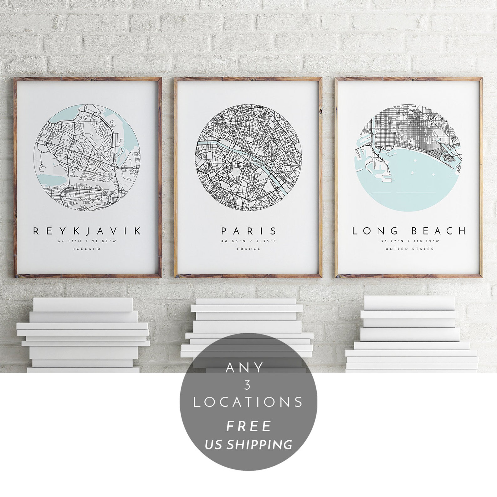 Personalized Map Print Set of Three Map Prints Custom - Etsy UK