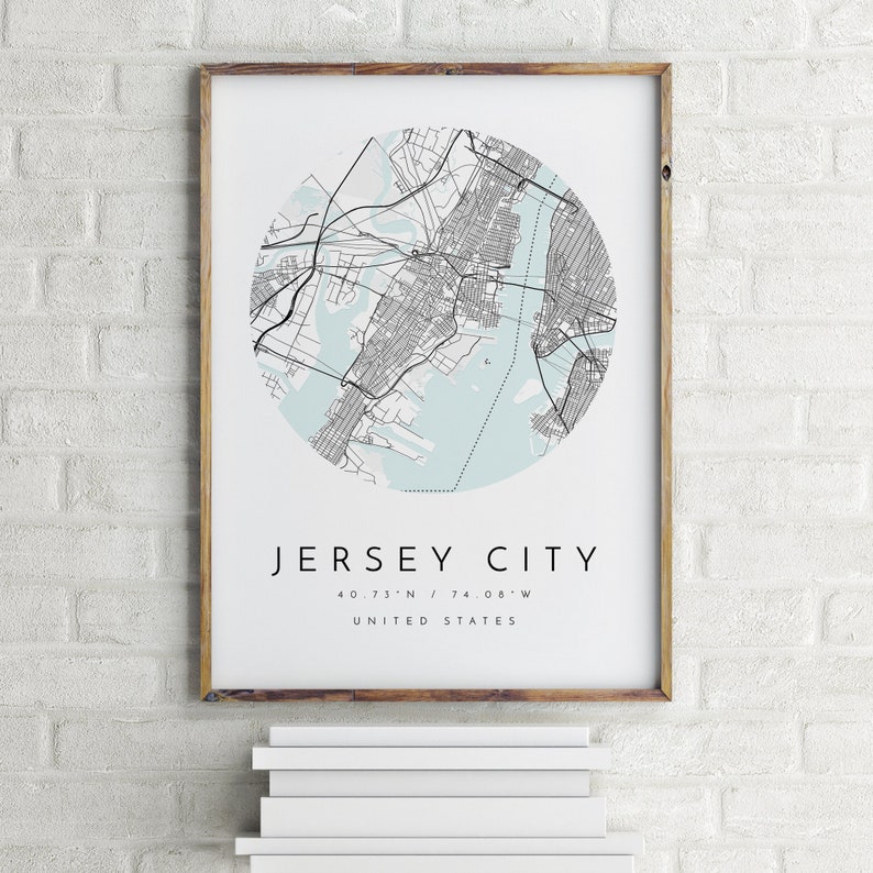 Jersey City Map Minimalist Map Jersey City Print Jersey | Etsy