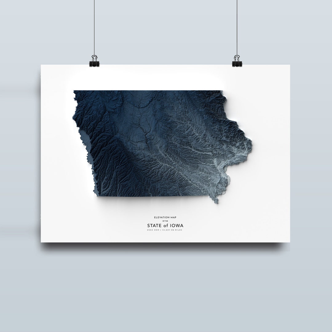 Iowa Map, Iowa State Map Print, Map Artwork, Iowa Landscape, Landscape ...