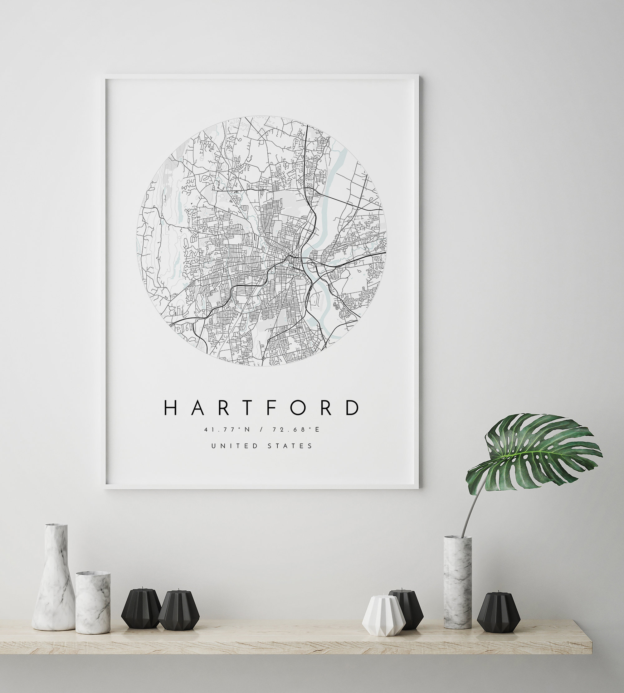 Hartford Map Hartford Connecticut City Map Home Town Map | Etsy