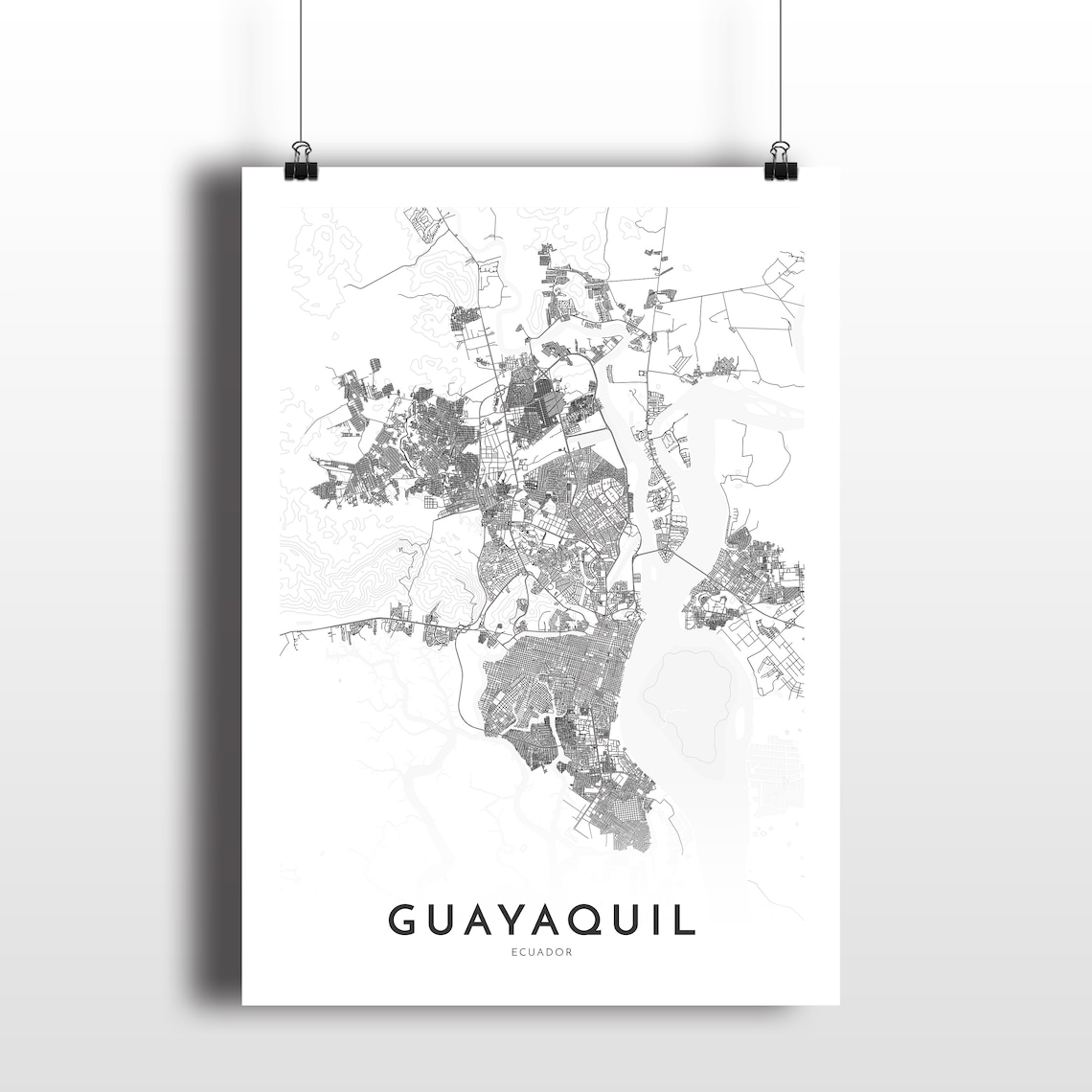 Guayaquil Map Guayaquil Ecuador City Map Print Map Poster - Etsy UK