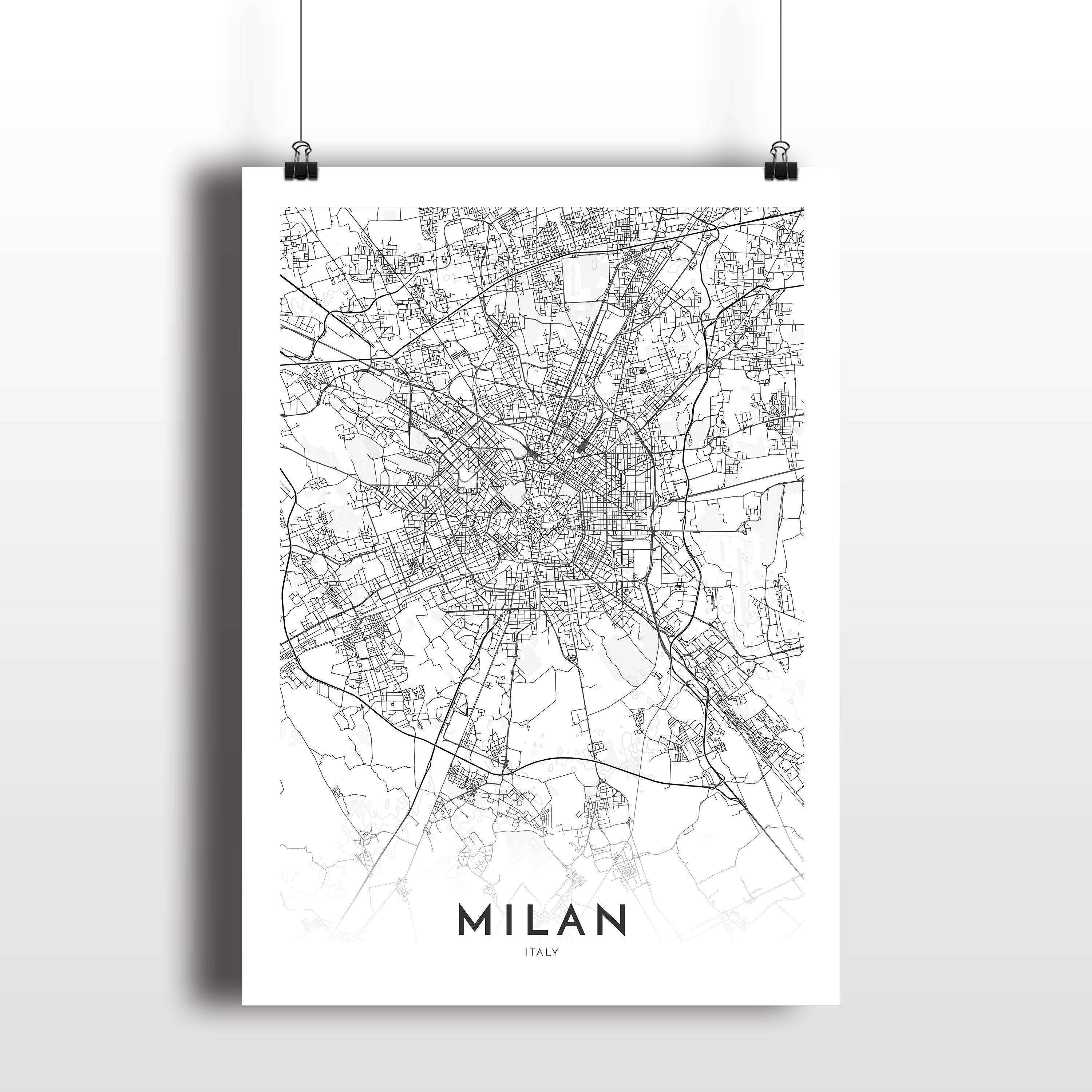 Milan Map Milan Italy City Map Print Map Poster Map Print - Etsy