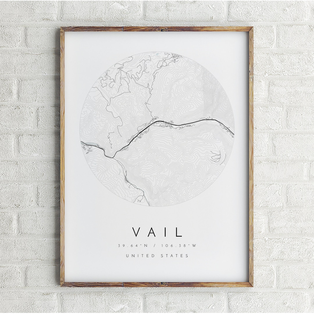 Vail Map, Vail Print, Vail Poster, Vail Colorado, Map of Vail, Map ...