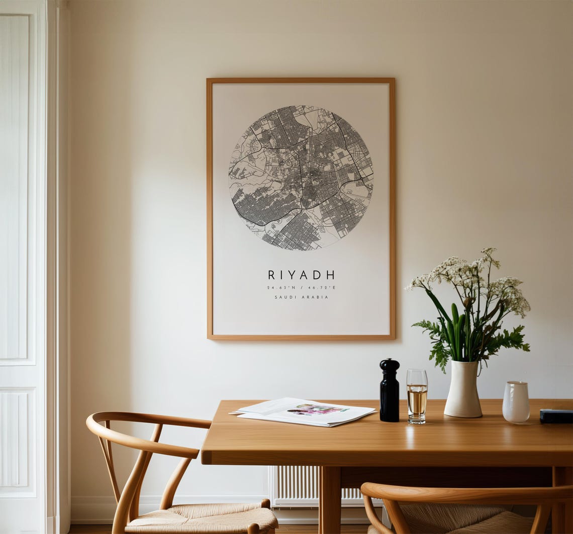 Riyadh Map, Riyadh, Saudi Arabia, City Map, Home Town Map, Riyadh Print ...