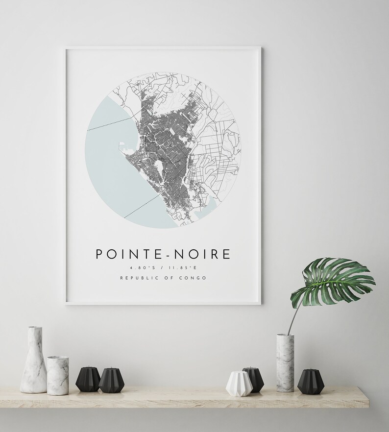 Pointe-noire Map Pointe-noire Republic of Congo City Map | Etsy