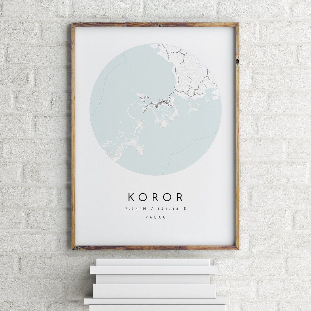 Koror Map, Koror, Palau, City Map, Home Town Map, Koror Print, Wall Art ...