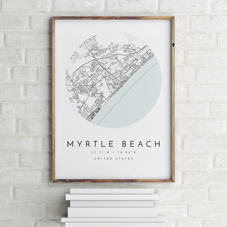 Myrtle Beach Map Myrtle Beach South Carolina City Map Home - Etsy
