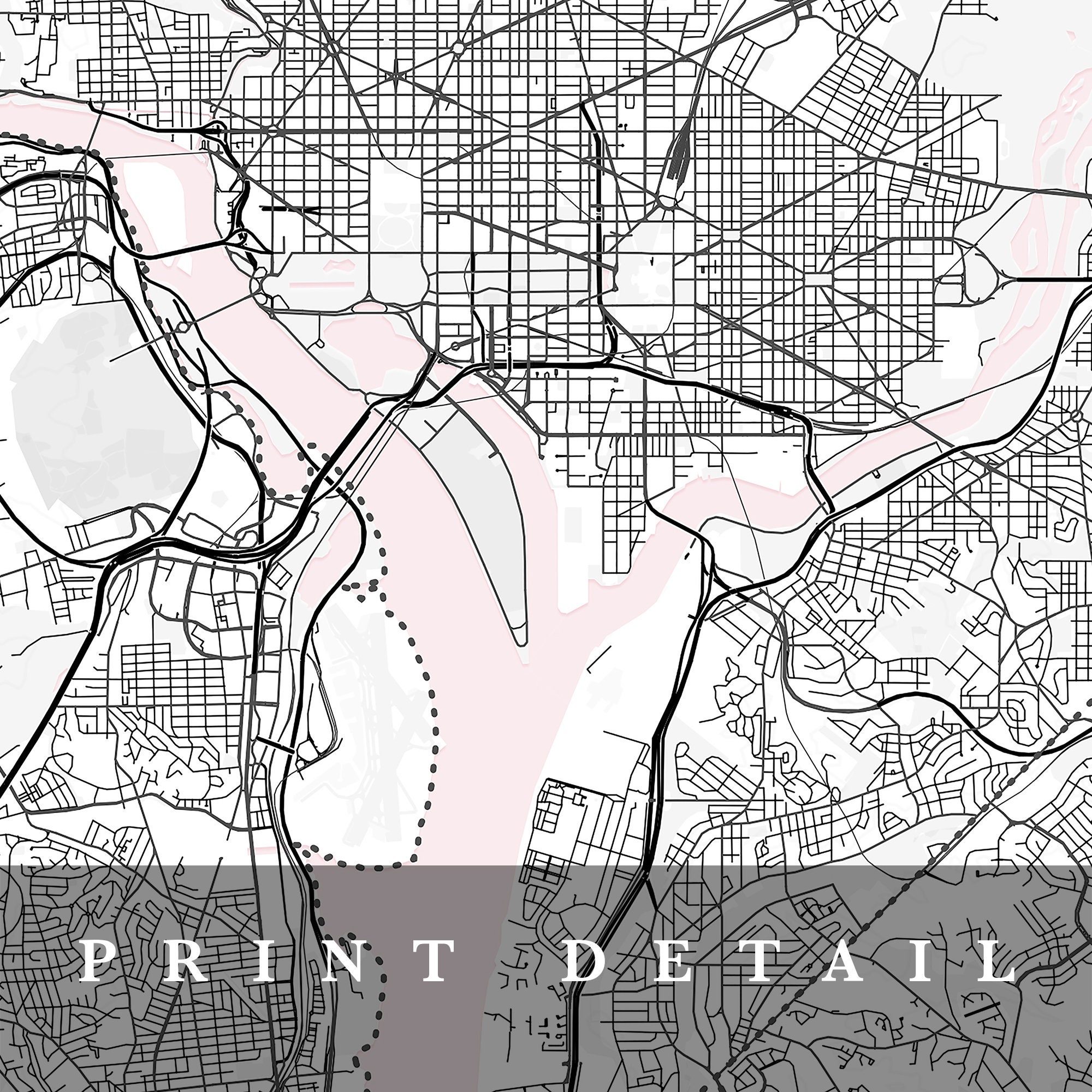 Washington DC Map Minimalist Map Washington DC Print - Etsy