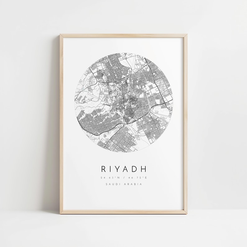 Riyadh Map, Riyadh, Saudi Arabia, City Map, Home Town Map, Riyadh Print ...