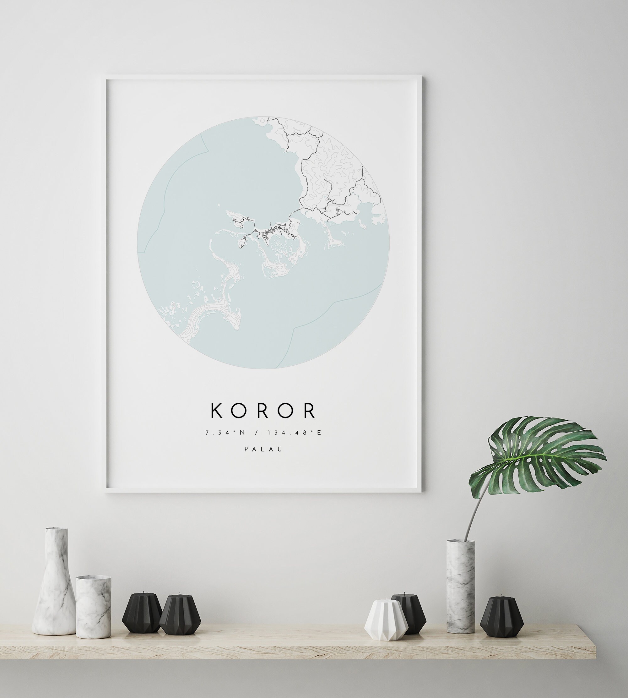 Koror Map Koror Palau City Map Home Town Map Koror Print | Etsy