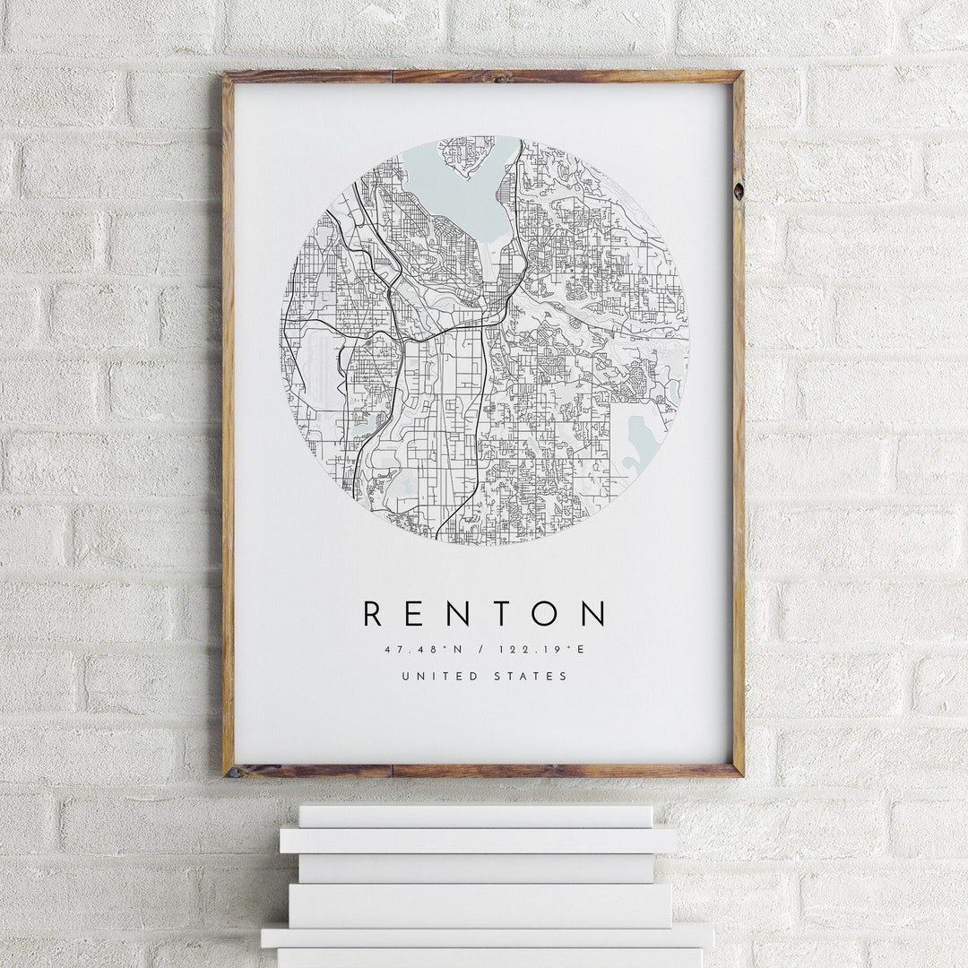 Renton Map, Renton, Washington, City Map, Home Town Map, Renton Print ...