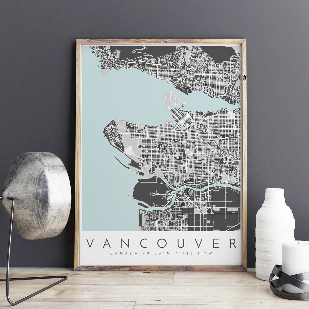 City Map Vancouver Map Minimalist Map Vancouver Print - Etsy