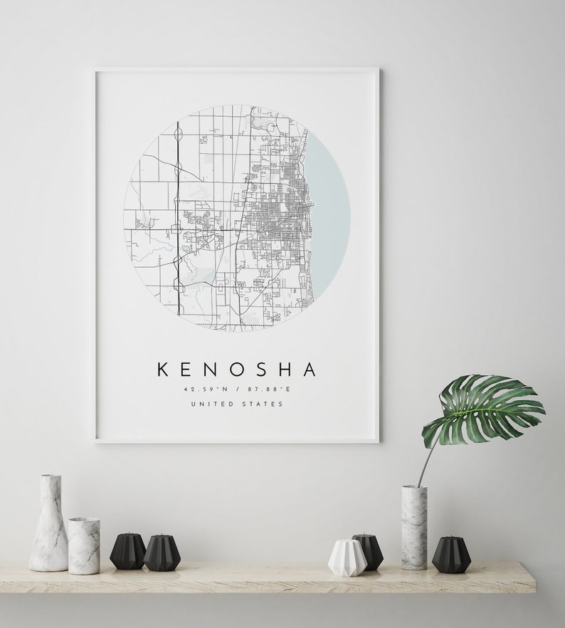 Kenosha Map Kenosha Wisconsin City Map Home Town Map - Etsy