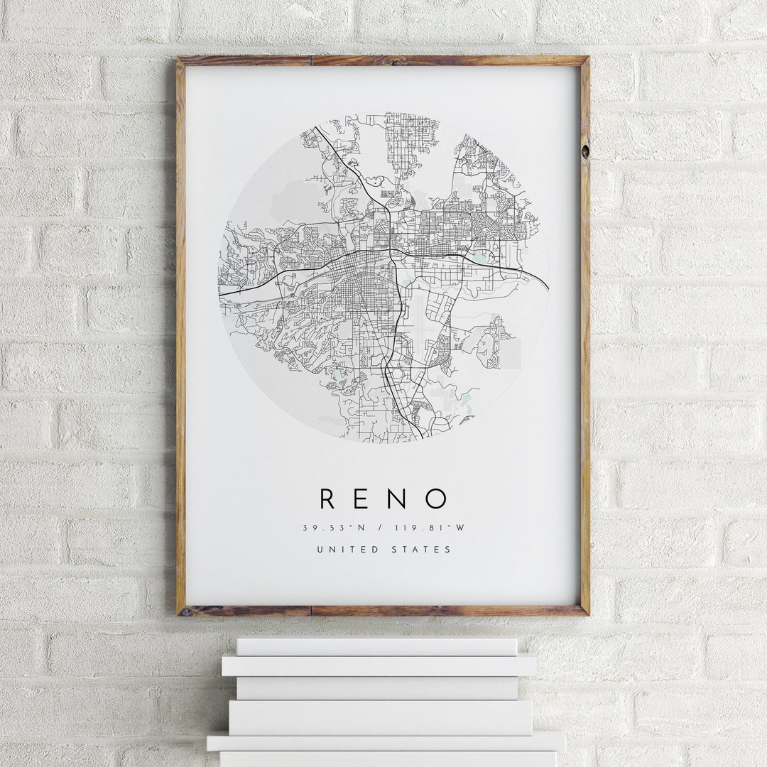 Reno Map, Minimalist Map, Reno Print, Reno Poster, Reno Art, Modern Map ...