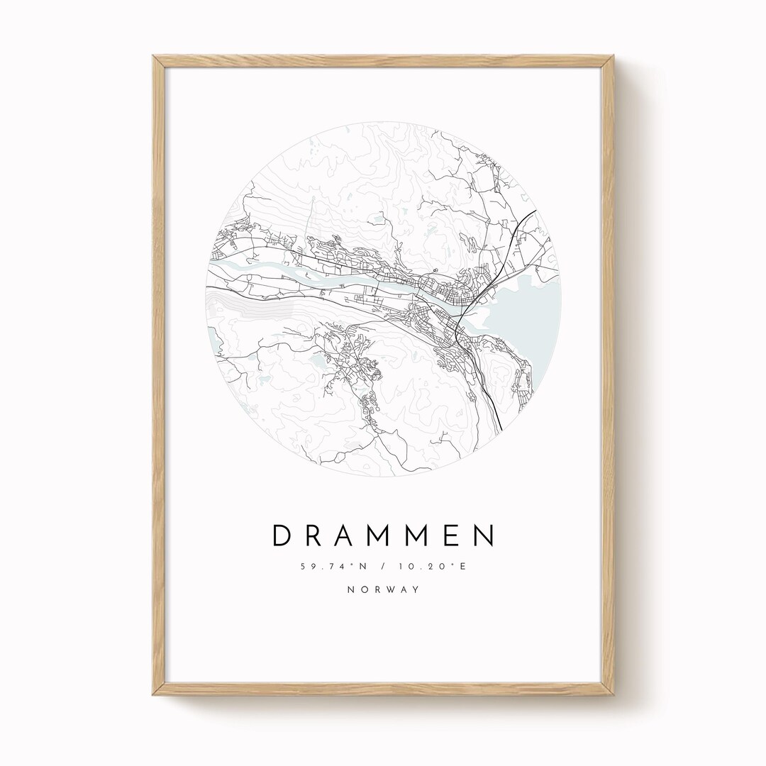 Drammen Map Poster: Modern Minimalist Design - Matte Fine Art Paper - Etsy