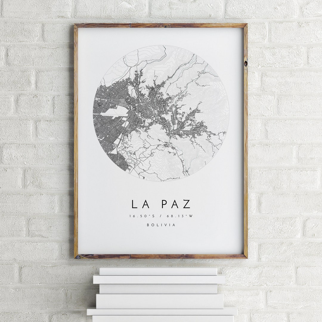 La Paz Map, La Paz, Bolivia, City Map, Home Town Map, La Paz Print ...