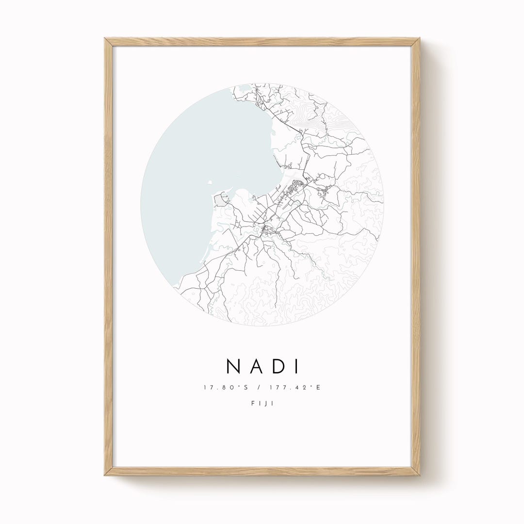 Minimalist Nadi Map Print - Soft Blue, Black, and Grey Tones - Etsy