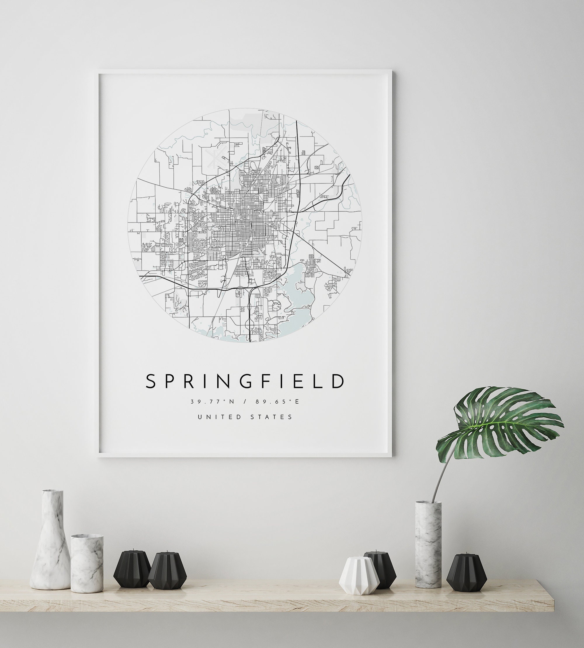 Springfield City Map Map of Springfield Home Town Map City - Etsy