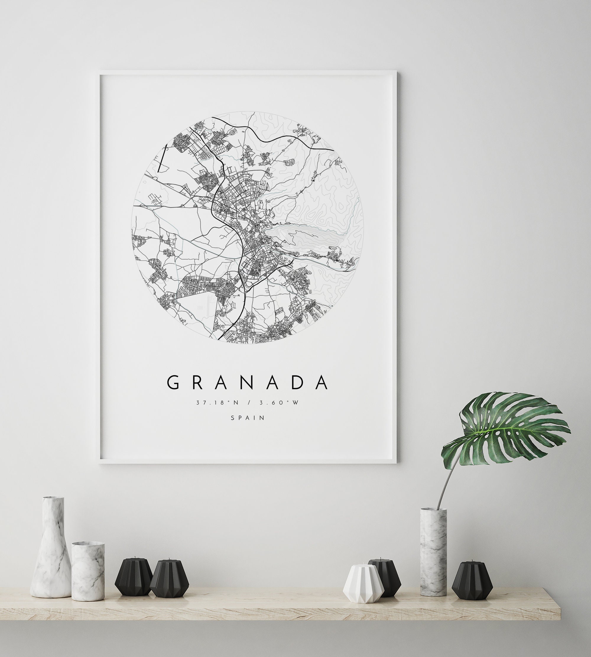 Granada City Map Granada Poster Granada Map Poster Granada | Etsy UK