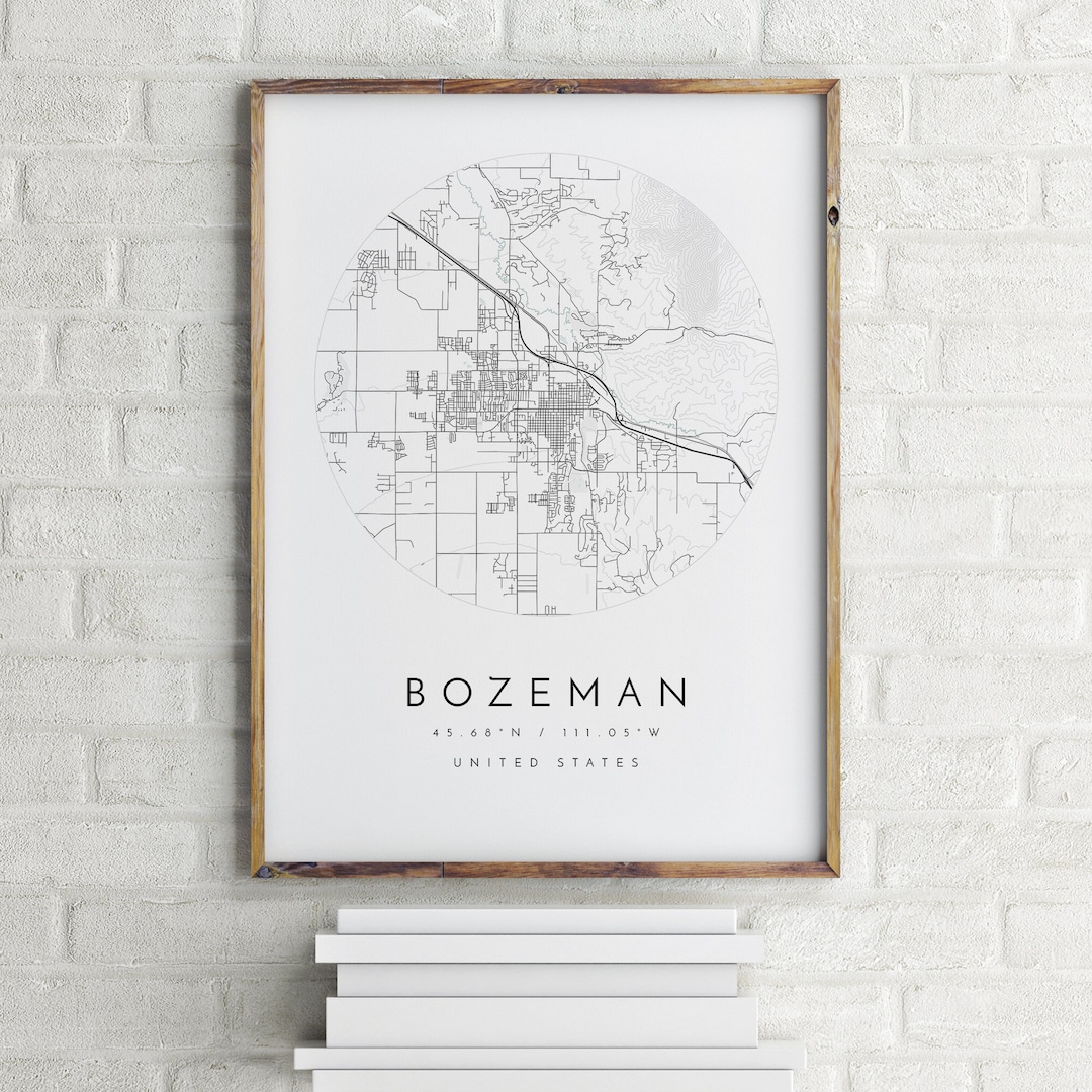 Bozeman Map, Bozeman, Montana, City Map, Home Town Map, Bozeman Print ...