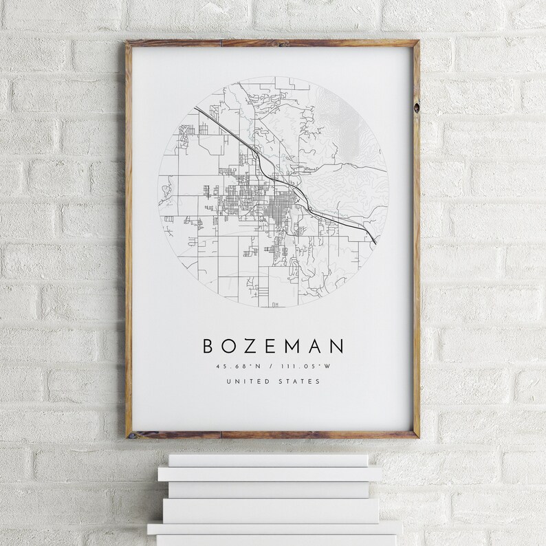 Bozeman Map, Bozeman, Montana, City Map, Home Town Map, Bozeman Print ...