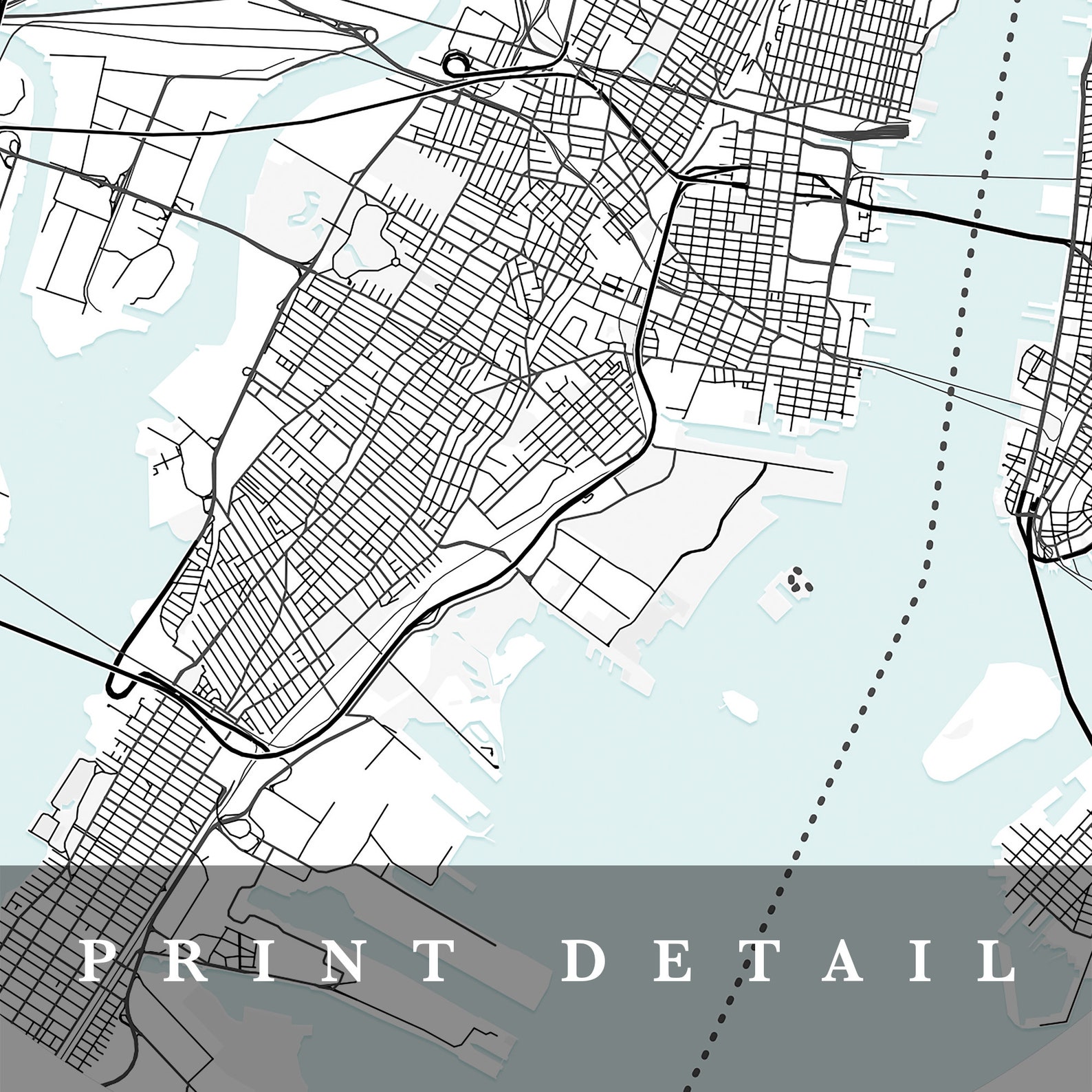 Jersey City Map, Minimalist Map, Jersey City Print, Jersey City Poster ...