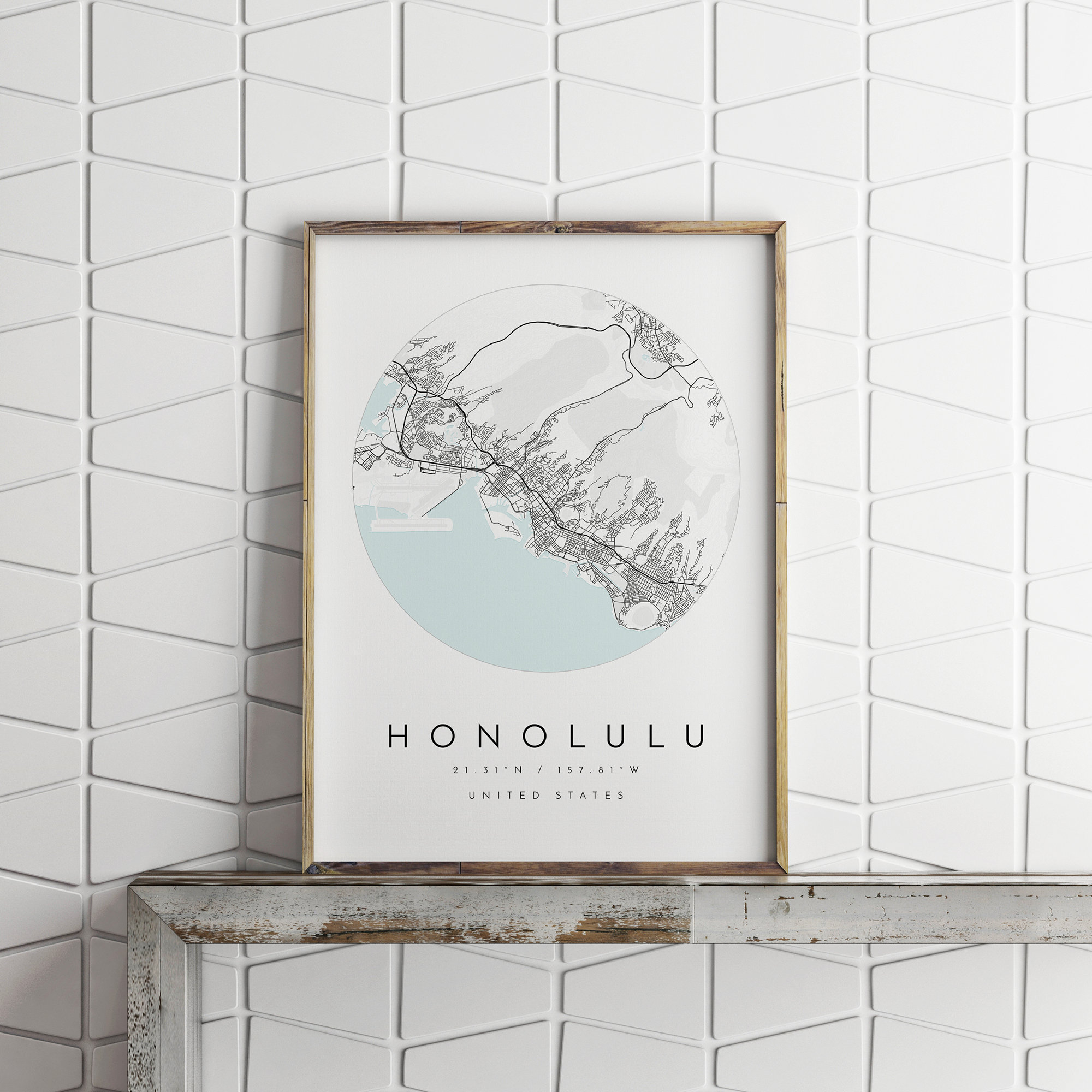 Honolulu Map Minimalist Map Honolulu Print Honolulu Poster | Etsy UK
