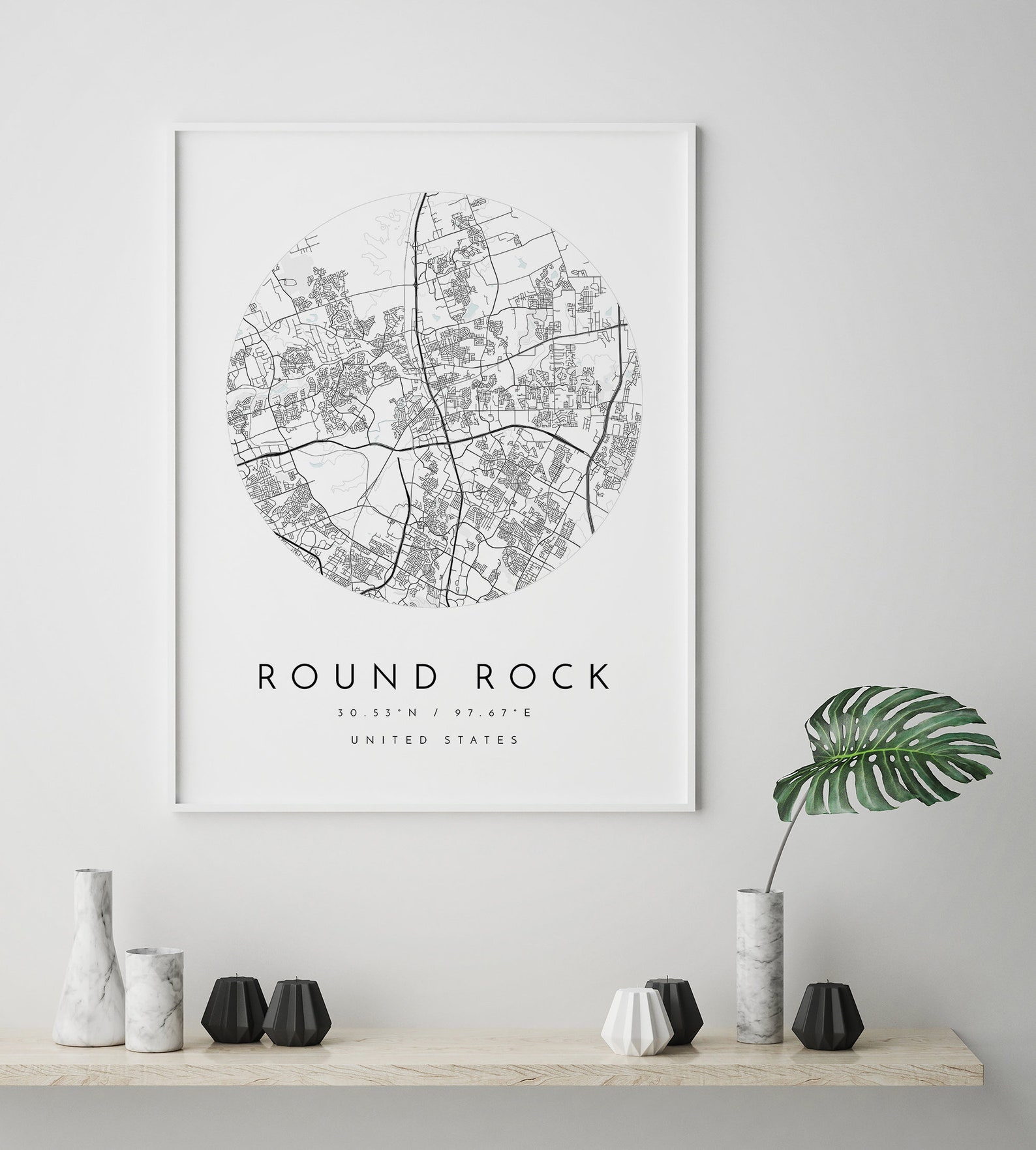 Round Rock Map Round Rock Texas City Map Home Town Map | Etsy