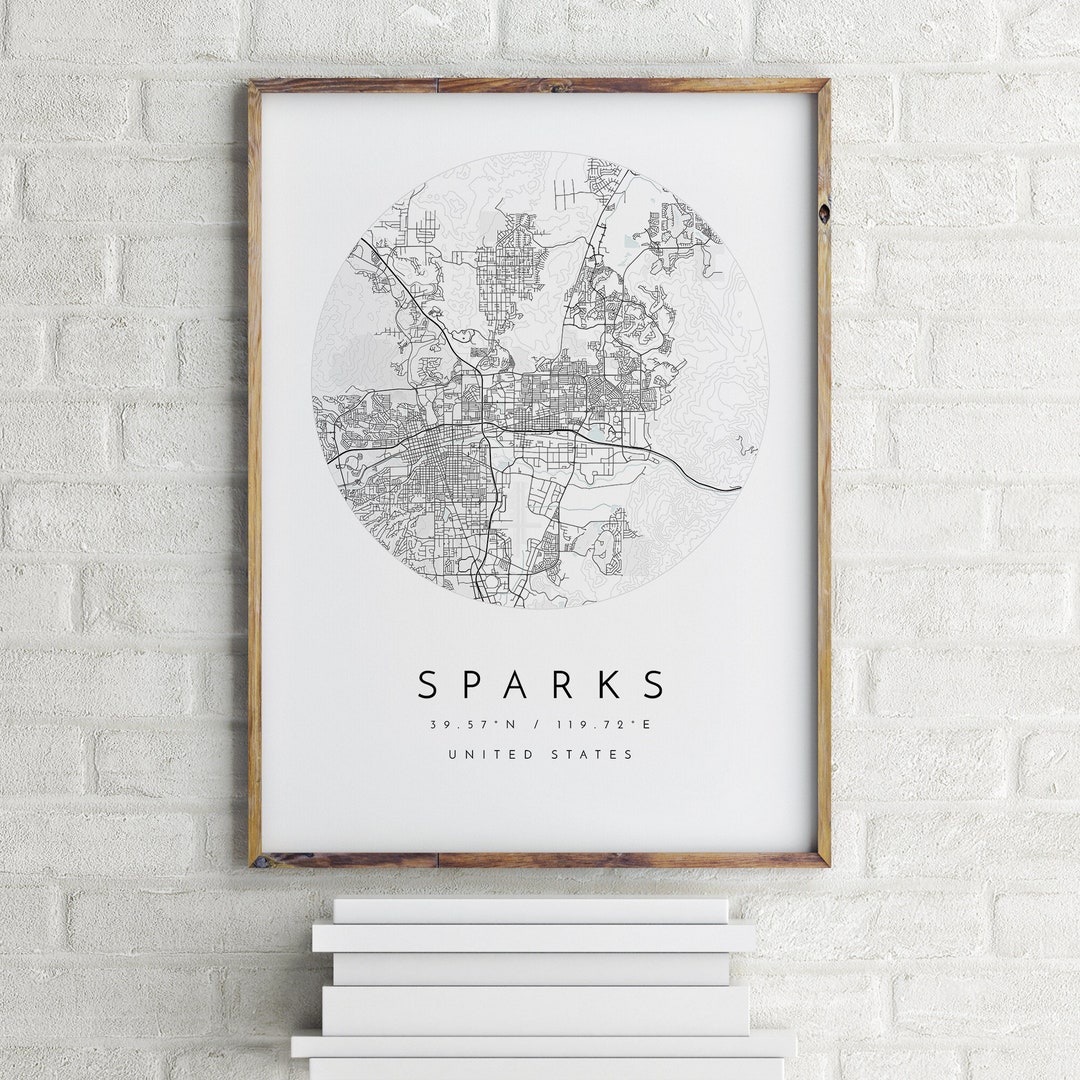 Sparks Map, Sparks, Nevada, City Map, Home Town Map, Sparks Print, Wall ...