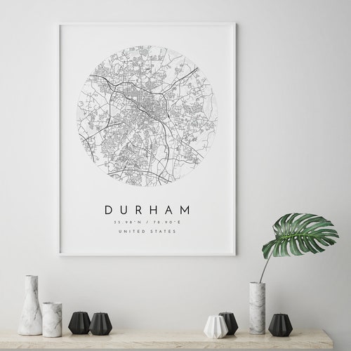 Durham Map Print North Carolina NC USA Map Art Poster City - Etsy