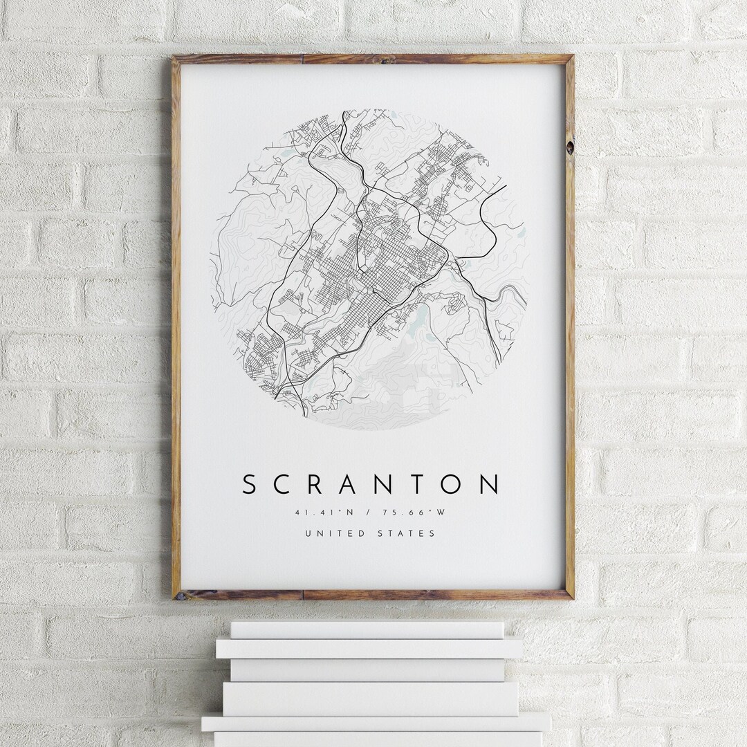 Scranton City Map, City Map of Scranton, Scranton, Map Print, City Map ...