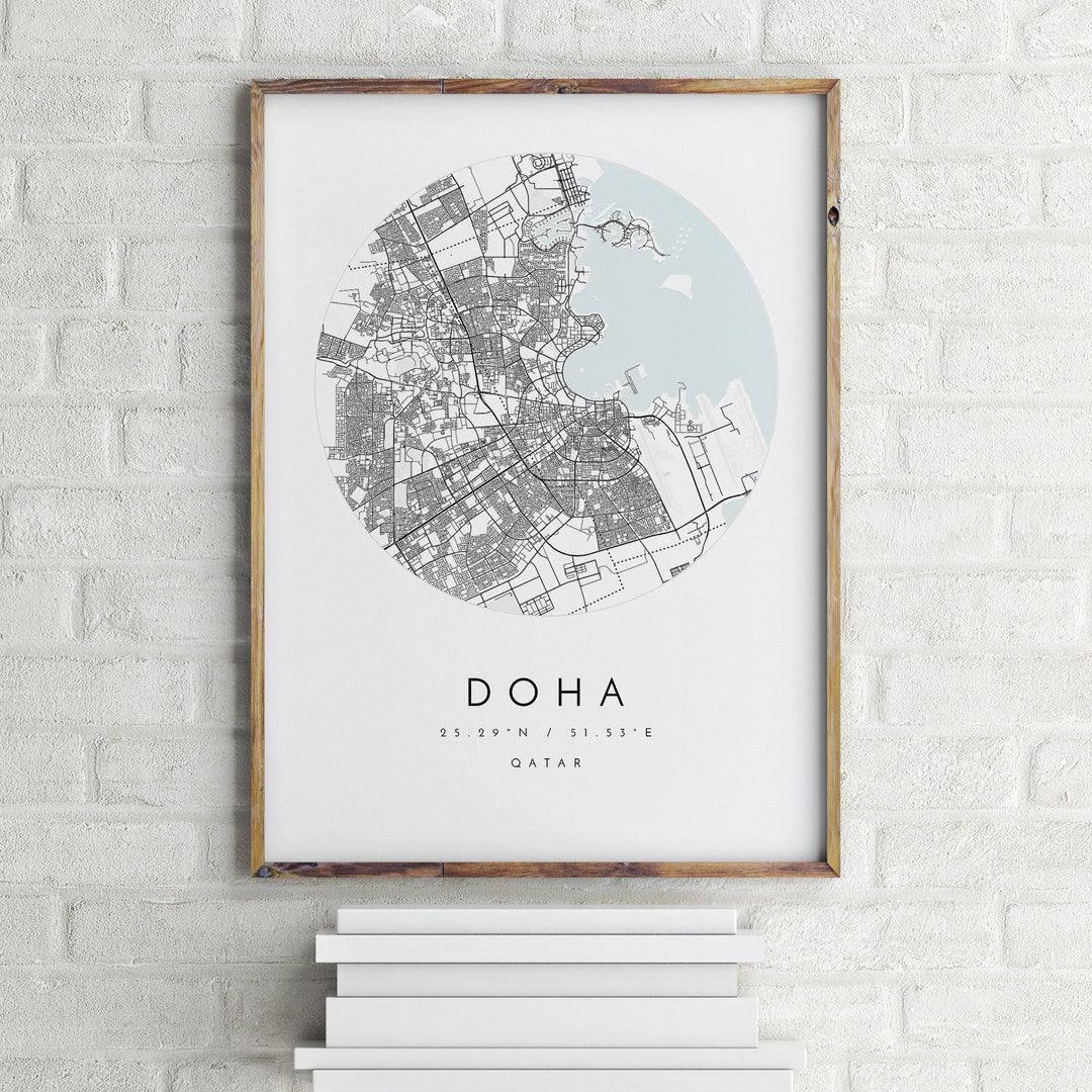Doha Map, Doha, Qatar, City Map, Home Town Map, Doha Print, Wall Art ...