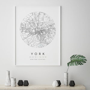 York Map, York, Pennsylvania, City Map, Home Town Map, York Print, Wall ...