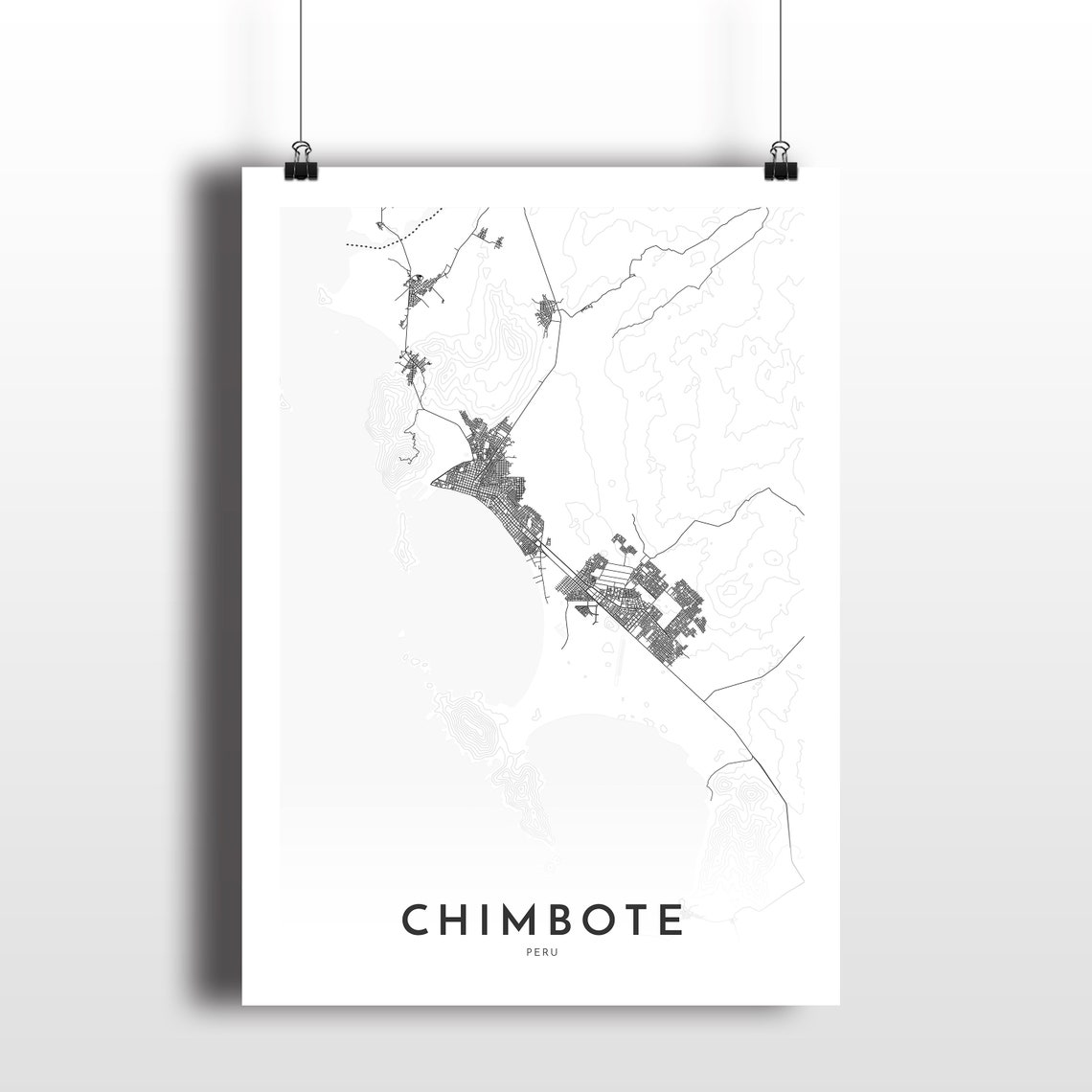 Chimbote Map Chimbote Peru City Map Print Map Poster Map | Etsy UK