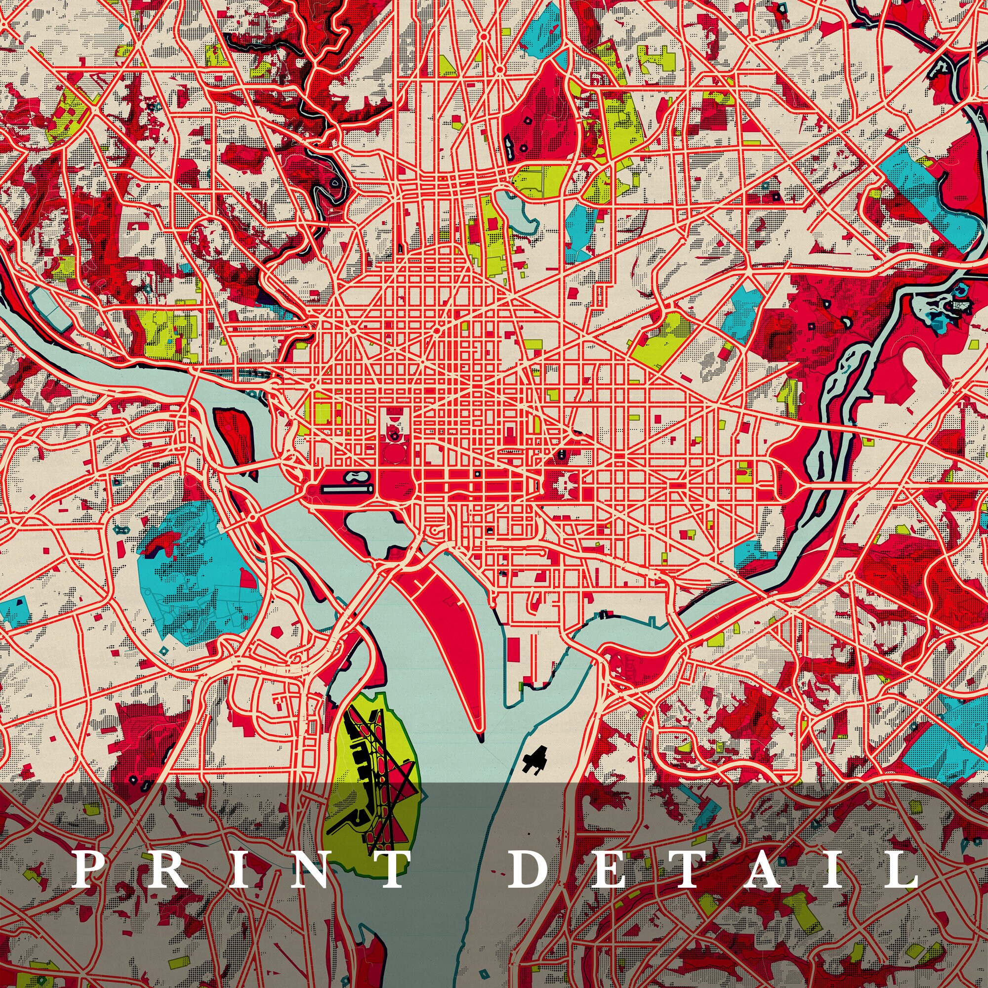 Washington DC Map Print Washington DC Print Washington Dc | Etsy