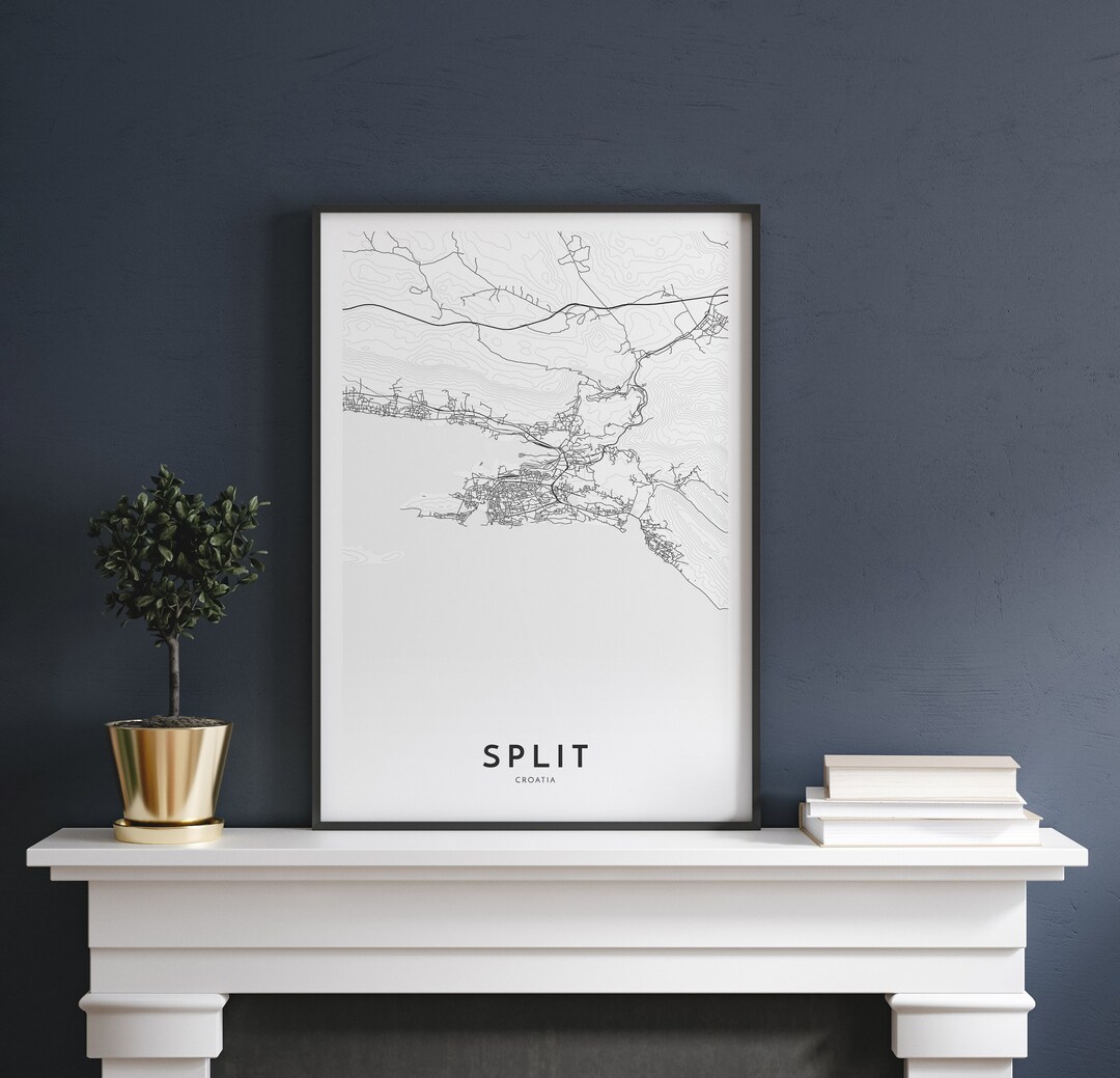 Split Map, Split, Croatia, City Map Print, Map Poster, Map Print Split ...