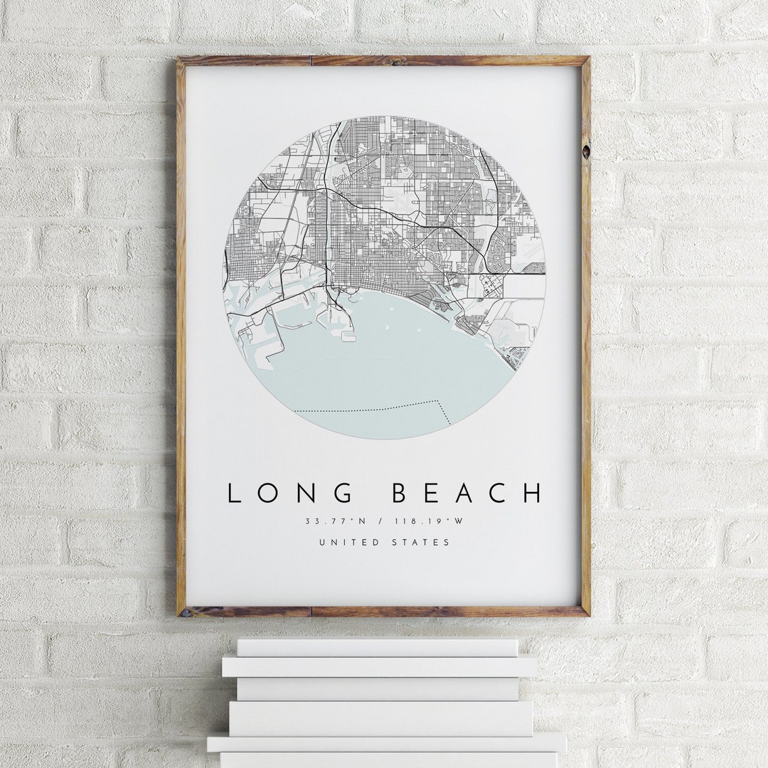 Long Beach Map, Minimalist Map, Long Beach, CA Print, Long Beach Poster ...