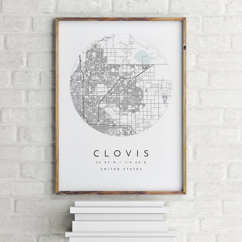 Clovis Map, Clovis, California, City Map, Home Town Map, Clovis Print ...
