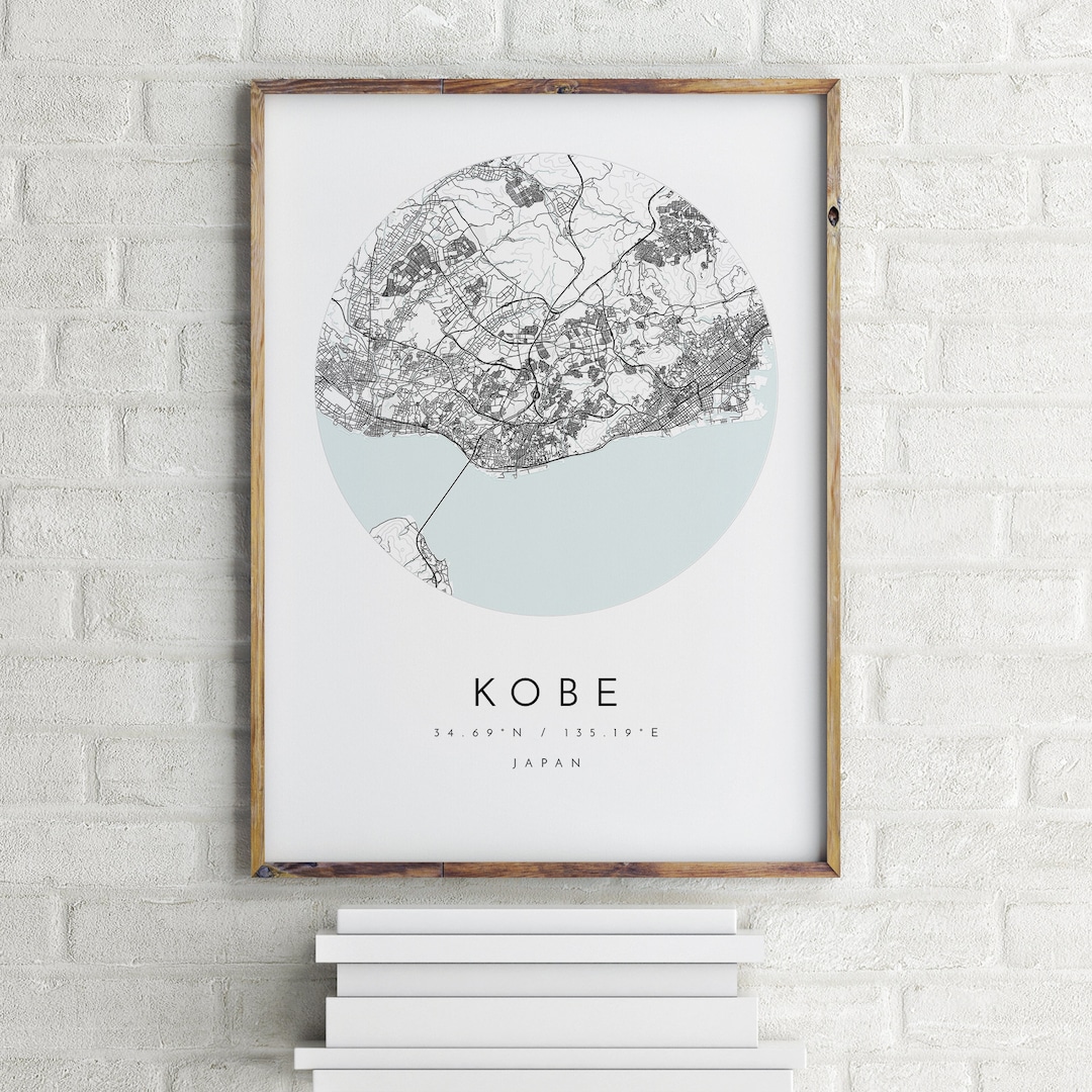 Kobe Map, Kobe, Japan, City Map, Karte, Map Poster, Minimalistische ...