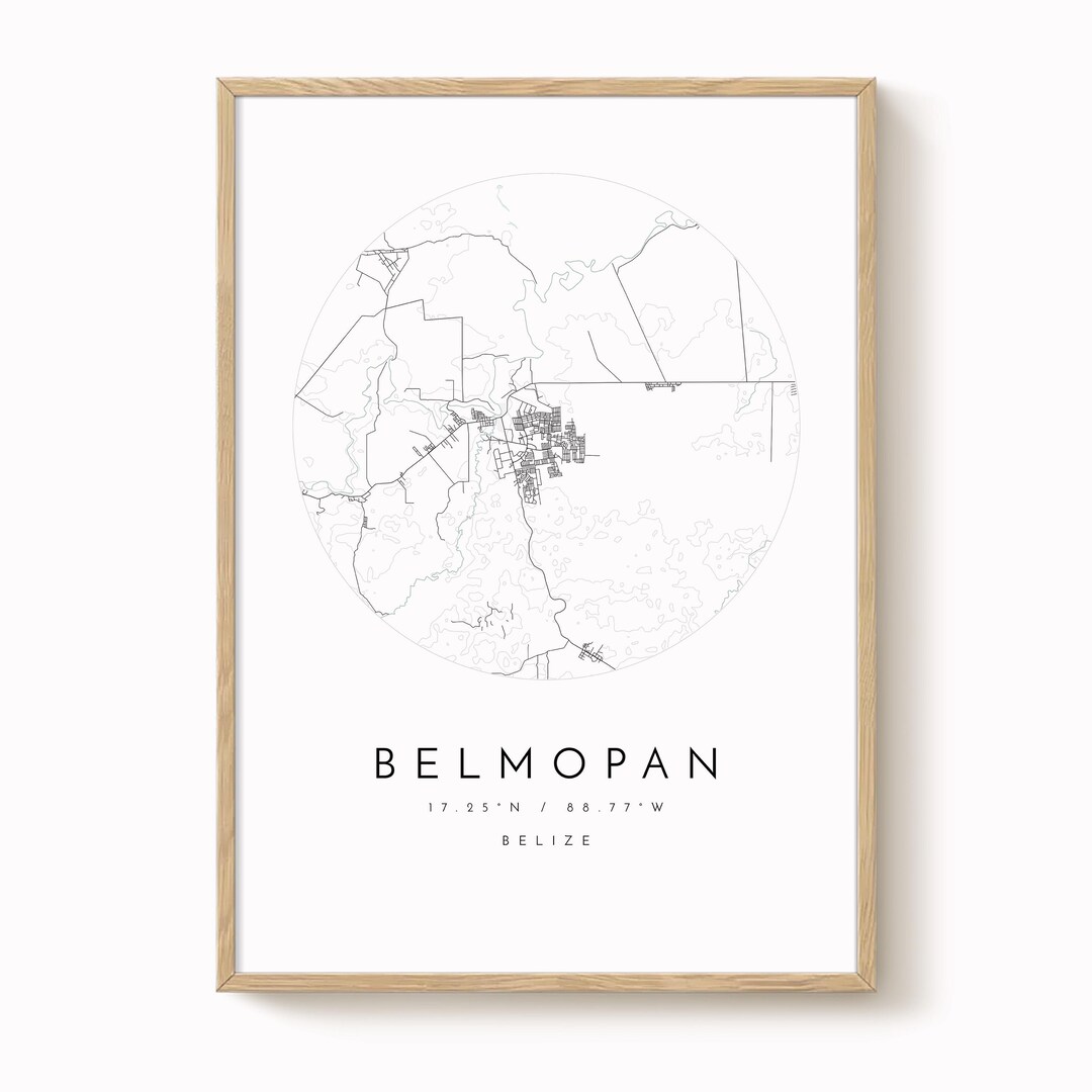 Belmopan Map Print: Minimalist City Art in Soft Blue Tones - Etsy