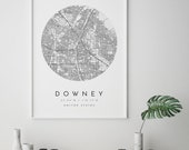 Downey Map Downey California City Map Home Town Map | Etsy