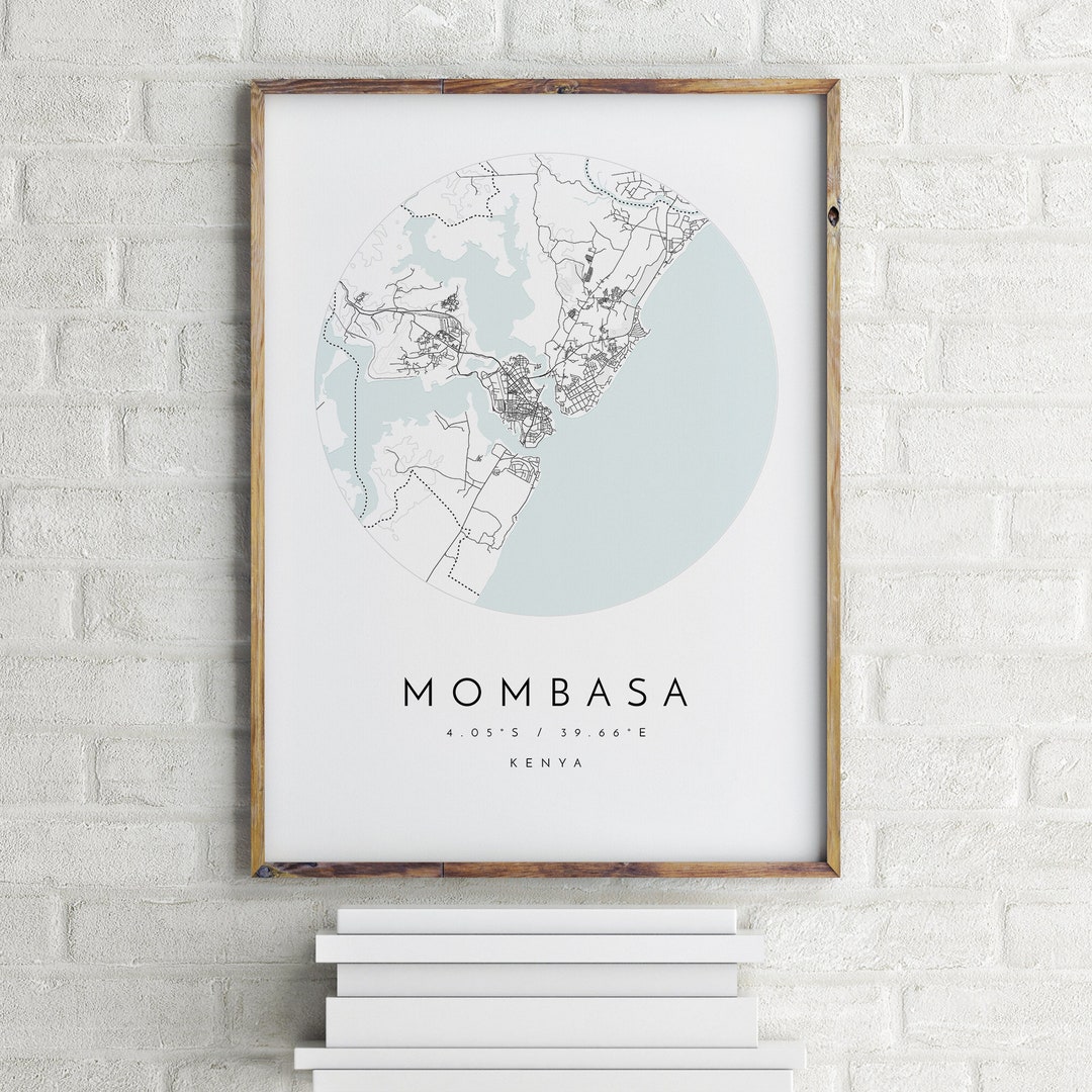 Mombasa Map, Mombasa, Kenya, City Map, Home Town Map, Mombasa Print ...