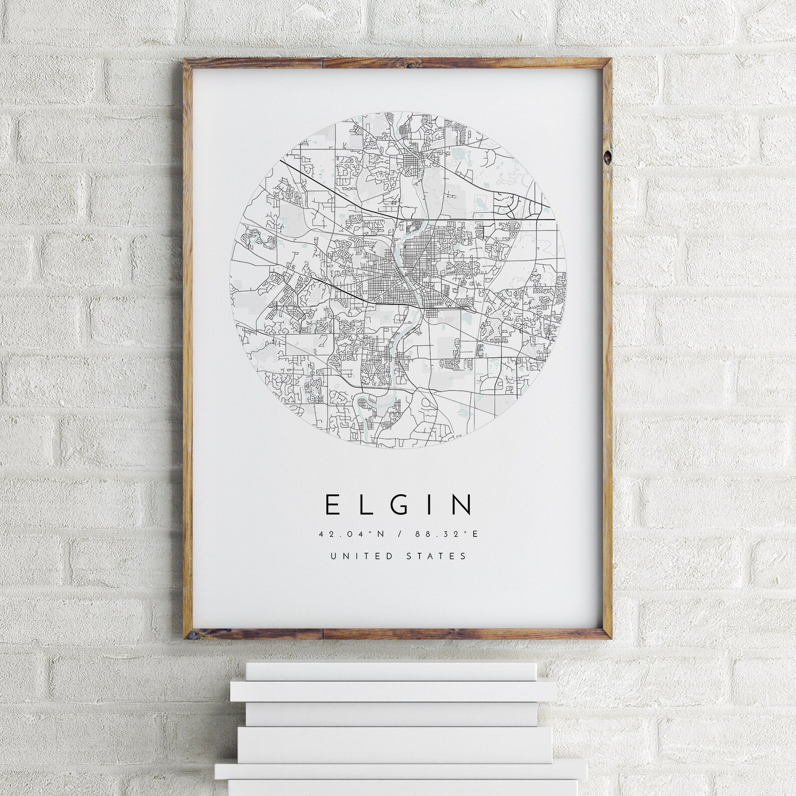Elgin Map Elgin Illinois City Map Home Town Map Elgin - Etsy